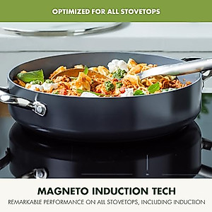 GreenPan Valencia Pro Hard Anodized Healthy Ceramic Nonstick 3.8 Quart Sauteuse Pan with 2 Handles and Lid, PFAS-Free, Induction, Dishwasher Safe, Oven Safe, Gray