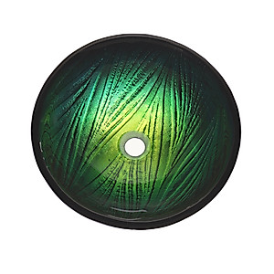 Kraus C-GV-391-19mm-10ORB Nei Glass Vessel Sink and Waterfall Faucet Oil Rubbed Bronze