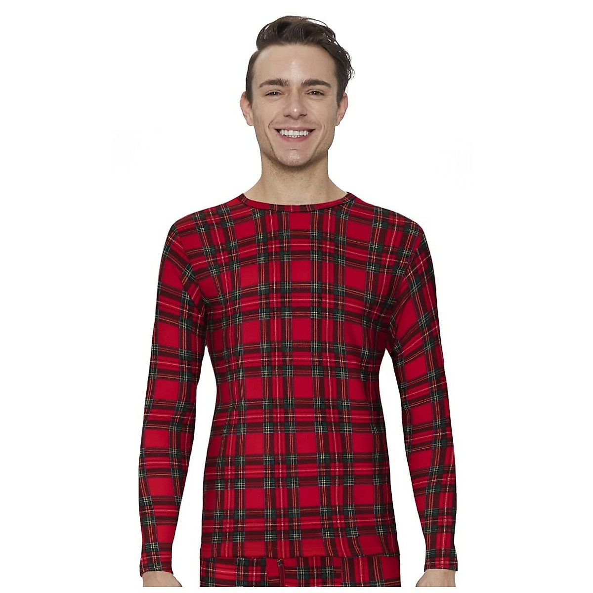 Rocky Men's Thermal Base Layer Top (Long John Underwear Shirt) Insulated for Outdoor Ski Warmth/Extreme Cold Pajamas (Red Plaid - Large)