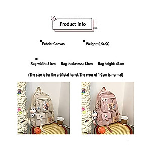 ZUCHON Kawaii Backpack with Cute Pendant & Pin,Large Capacity School Bags Aesthetic Backpacks for School Cute Bookbags (with Lunch Bag) Pink