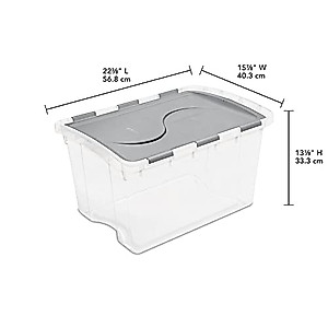 QTIQ 48 Qt. Hinged Lid Storage Box Plastic, Titanium, Set of 6