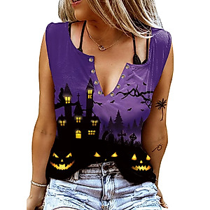 Tank Top for Women Sexy V Neck Casual Basic Tops Tie Dye Sleeveless Shirts with Ring Hole Country Music Style T-Shirts