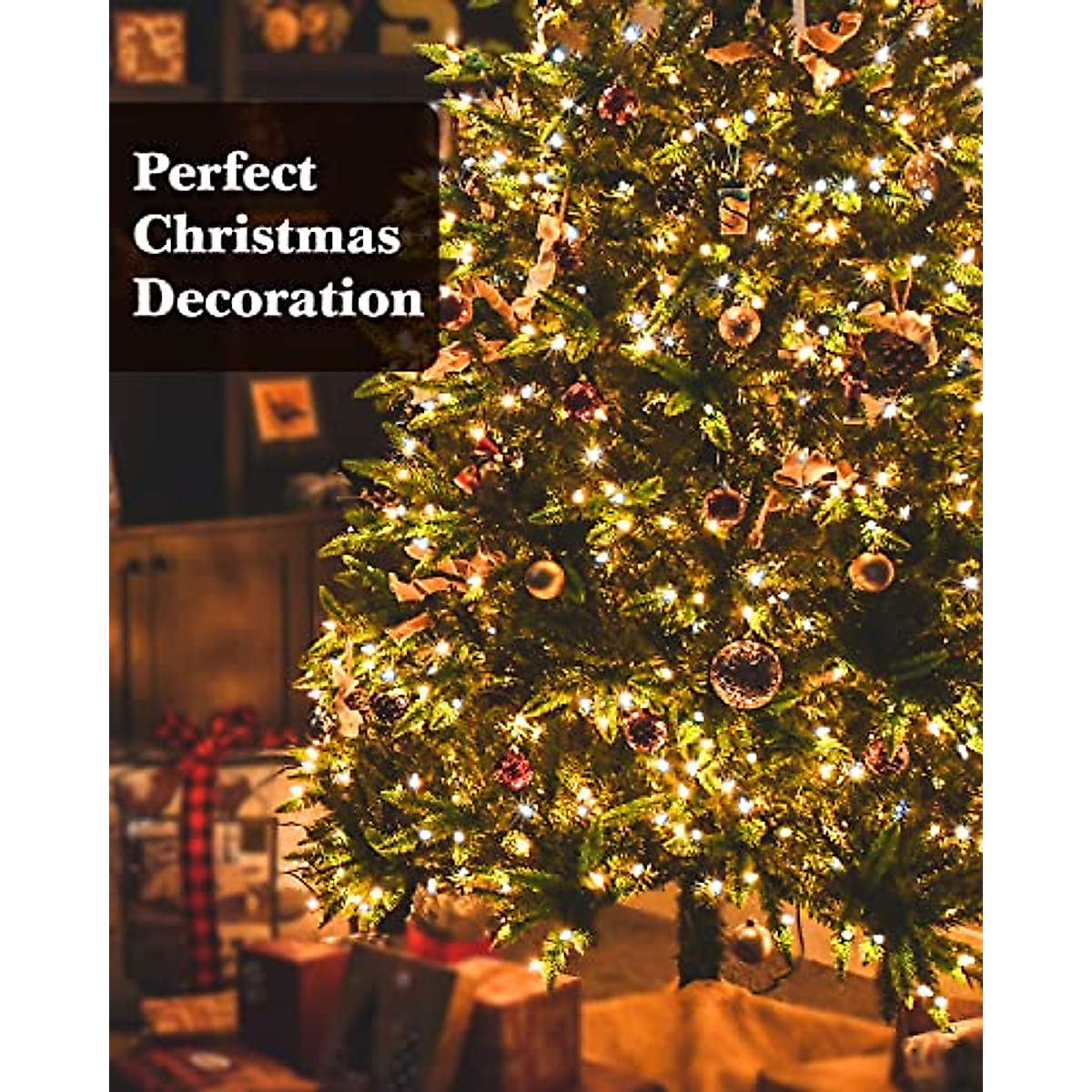 BUYISNIS Solar String Lights Outdoor, 66Ft 200 LED Solar/USB Powered Fairy Lights, 8 Modes with Remote Christmas Lights for Patio Garden Tree Party Yard Weeding Xmas Outside Decoration (Warm & White)