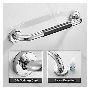MINAKEDA Grab Bar Bathroom Stainless Steel Bath Grab Rail Shower Safety Handrail Anti Slip Rubber Grip Balance Bar Handle for Elderly Disabled Children Kitchen, 19.7Inch