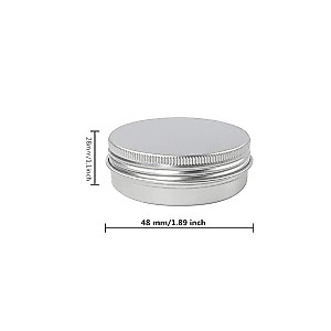 48 Pcs 1 oz Tins Silver Aluminum Tins Cans Screw Top Round Steel tins Screw Lid Containers
