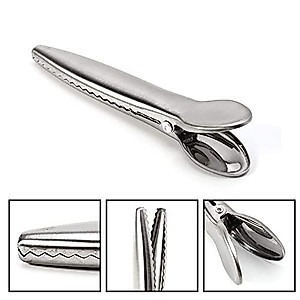 TAODAN Set of 6 Heavy Duty Stainless Steel Alligator Clips,Fresh-Keeping Clamp Jaw Sealing Clips Air Tight Seal Grip on Coffee & Food Bags