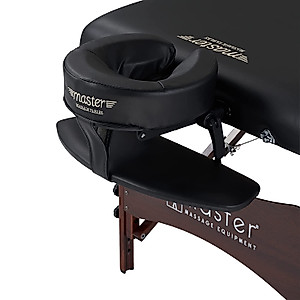 Master Massage Roma II Portable Massage Table Bed Package with 2.5" Cushion, Half Round Bolster, Disposable Face Cover, Black, 30" Salon Beauty Tattoo Lash Facial Bed(Roma II with Ambient Light)