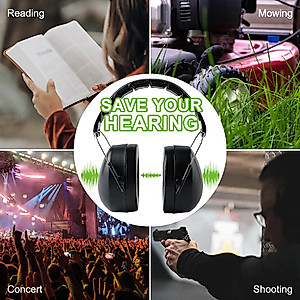 Hearing Protection Noise Cancelling Ear Muffs NRR 28dB Ear Protection For Shooting Gun Range Noise Reduction Over-the-Head Safety Headphones For Construction Manufacturing Work Mowing Woodwork Adult