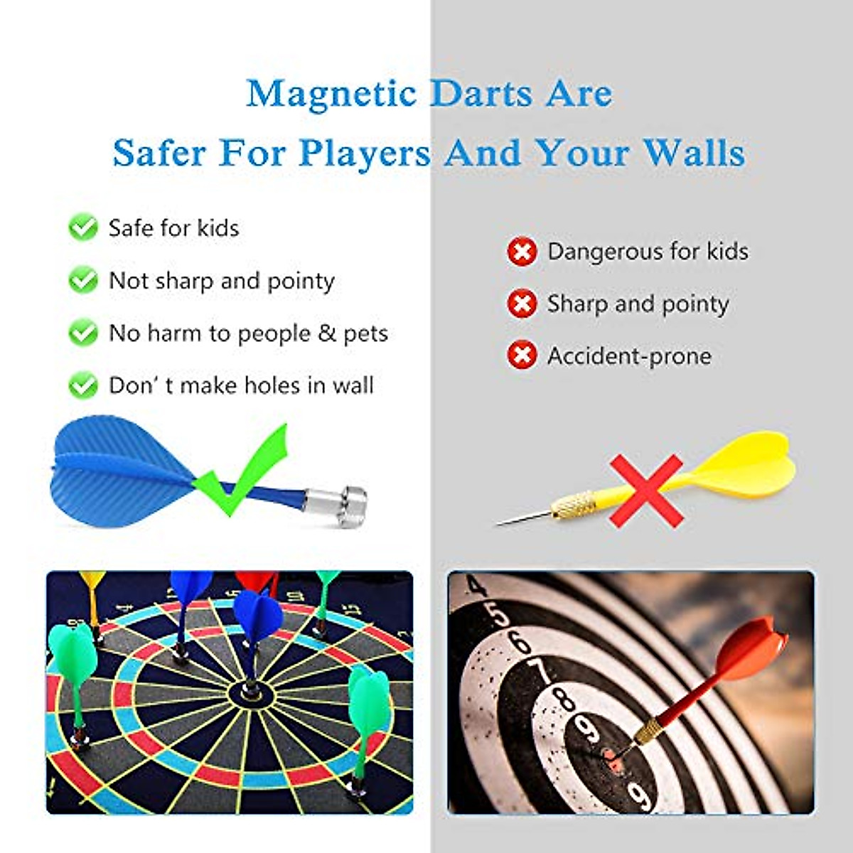 Magnetic Dart Board for Kids Adults with 12 Magnetic Darts and 8 Sticky Balls Reversible Rollup Kids Safe Dart Board Set for Boys Girls Easy Hanging Classic Dart Board Toys Indoor Outdoors Party Games
