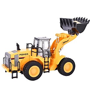 Top Race Diecast Heavy Metal Construction Toys Front Loader Excavator Toy for Kids - 1:40 Scale Model with Realistic Design - Durable Metal Build for Sand, Park, or Indoor Play