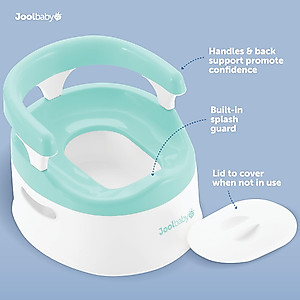 Child Potty Training Chair for Boys and Girls, Handles & Splash Guard - Comfortable Seat for Toddler - Jool Baby (Aqua)
