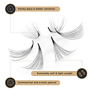 LASHVIEW 1000 Premade Volume Eyelash Extensions Mixed Tray 10D D Curl Premade Lash Fans Pointed Handmade Thin Base (10D-0.07D,9-16mm)