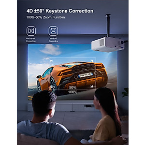 5G WiFi Bluetooth Projector, WiMiUS W7 Newest Native 1080P Projector 4K Supported,460 ANSI Lumens,Portable,4P/4D Keystone,Zoom,300"Display,Outdoor Movie Projector Compatible with TV Stick/Phone/Laptop