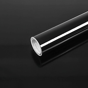 Abyssaly Black Contact Paper Peel and Stick Countertops Glossy Self-Adhesive Removable Wallpaper 15.7 in x 118 in Kitchen Contact Paper for Cabinet Vinyl Film Shelf Paper