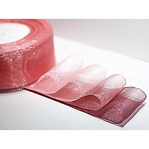 Sailing-GO 200 Yards（4 Rolls * 50 Yd）1-1/2" Wide Sparkle Sheer Chiffon Organza Ribbon for Wedding Gift Package Valentines Bouquets Wrapping Birthday Baby Shower Home Decor Wreath Decorations Fabric