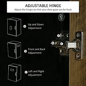 HOMCOM Kitchen Sideboard, Glass Door Buffet Cabinet, Accent Cupboard with Adjustable Storage Shelf for Living Room, Black Wood Grain