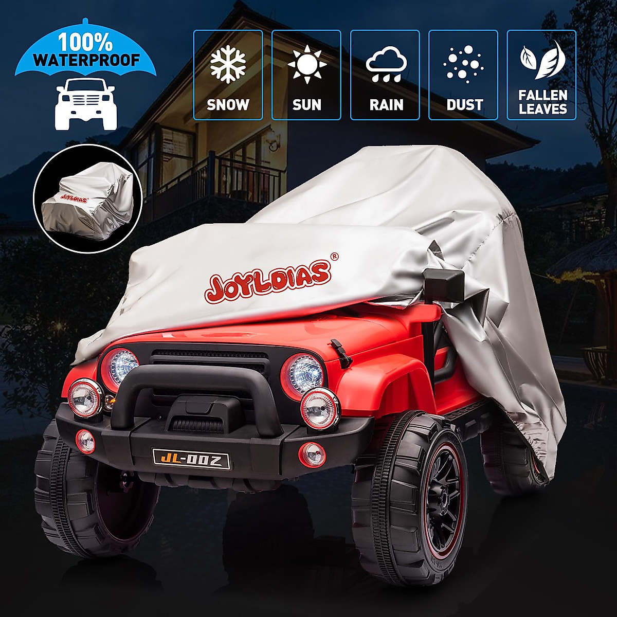 2 Seater Ride On Truck and Car Cover, 12V Children's Electric Car with Parental Remote Control, Music, MP3 Player, LED Lights, Spring Suspension, Red
