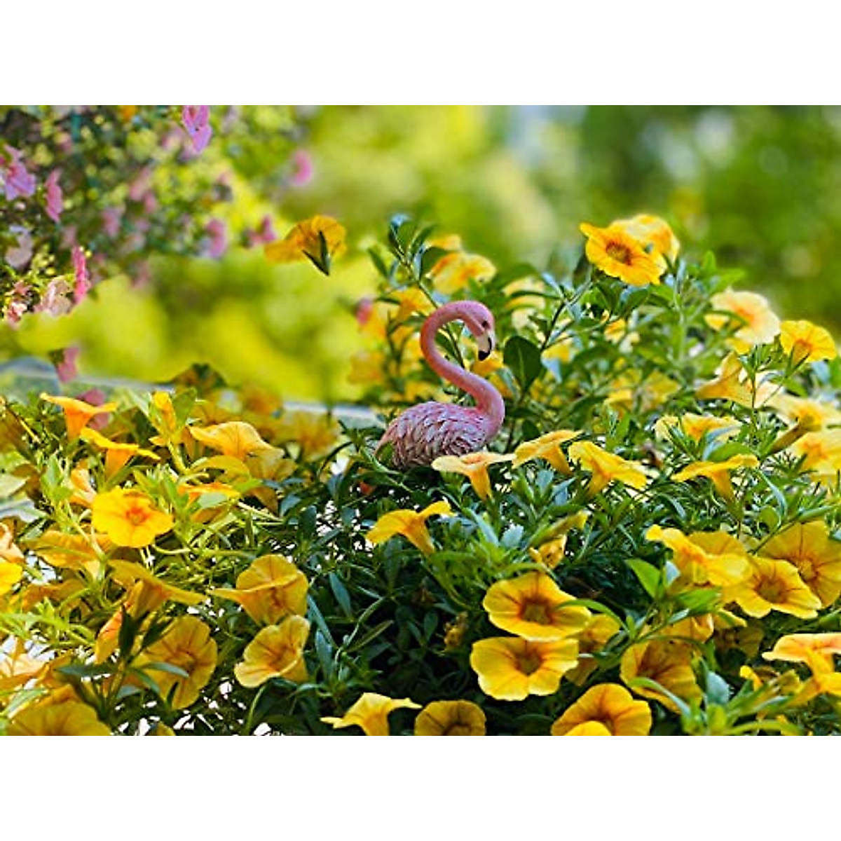 MUAMAX Miniature Flamingo Picks 2 Pack Fairy Garden Accessories Pink Miniature Garden Flamingo Figurines Decorative Plant Stakes for Pots Ornaments Flamingo Décor Gifts