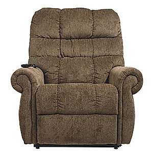 Signature Design by Ashley Ernestine Upholstered Power Lift Adjustable Oversized Recliner, Brown