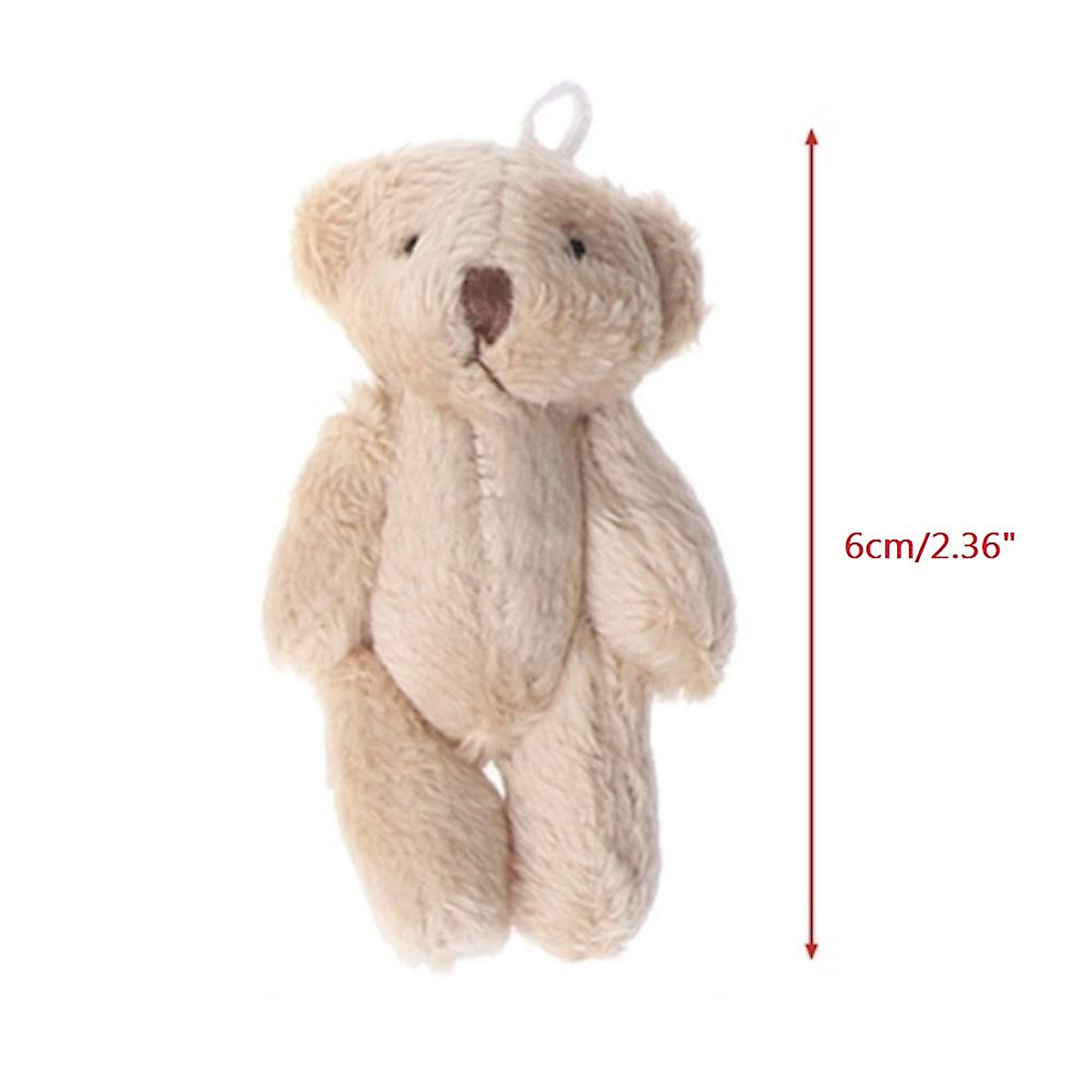 CheeseandU 12Pcs 6CM Plush Small Joint Teddy Bear Bulk Stuffed Animal Toys Wedding Gift Box Doll Toy for Birthday Cake Wedding Decorations Party Favors Supplies Bag DIY Accessory,White&Beige&Brown