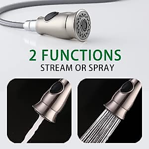 Faucet Spray Head Bathroom Kitchen Faucet Pull-Out Spray Nozzle Head Replacement Part Two Function, Anti Rust,Brushed Nickel,BN803