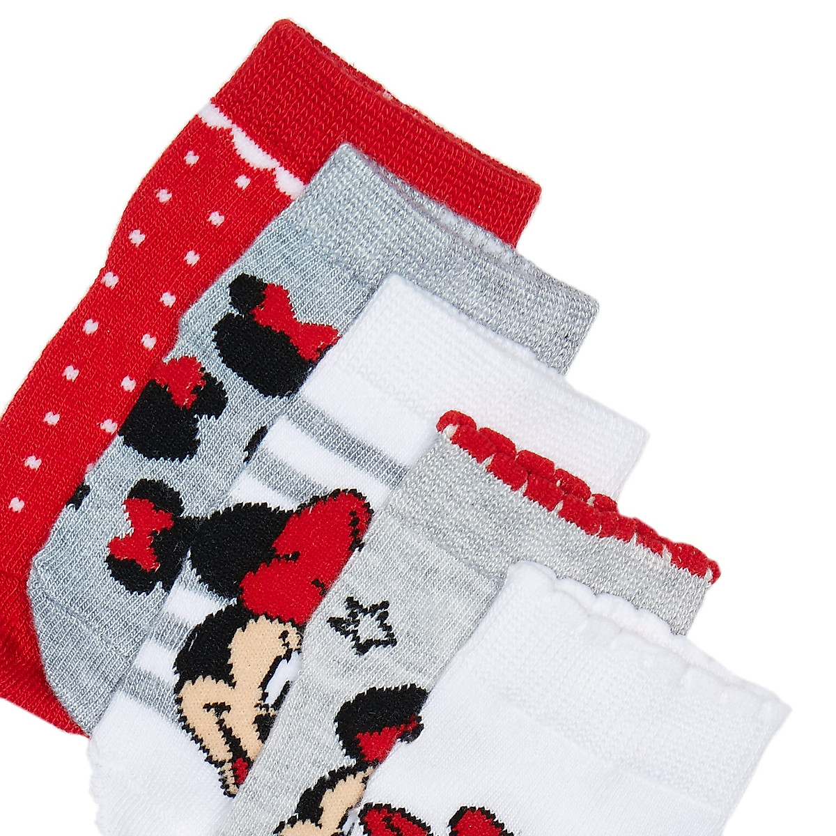 Disney unisex baby Minnie Mouse 5 Pack Shorty Socks, Assorted Neutral, 12-24 Months US