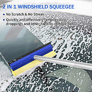 Lsyomne 62'' Car Wash Brush with Long Handle, Scratch-Free Soft Bristles Sturdy Car Wash Brush, Complete Cleaning Kit with Car Wash Mop Mitt Towel Windshield Squeegee Wheel Tire Brush for Car Truck RV