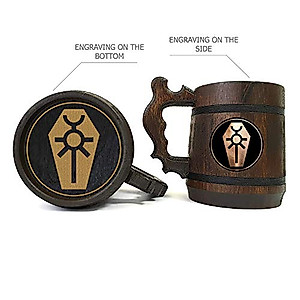 Necrons Wooden Beer Mug, 40k Engraved Beer Stein, Custom Beer Gift for Gamer, Handmade Wooden Tankard