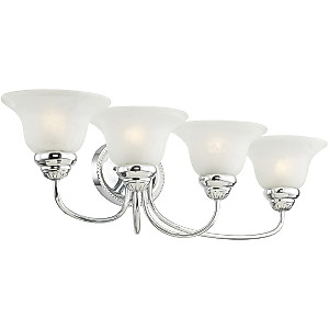 Modern and Sleek 30.5 Inch 4-Light Polished Chrome Bathroom Vanity Light Fixture with Elegant White Alabaster Glass Shade – Illuminate Your Space with Style!
