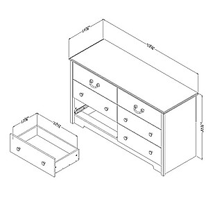 South Shore Aviron 6-Drawer Double Dresser-Seaside Pine