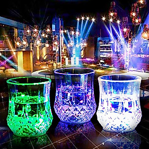 2win2buy LED Cups 4 PACK Flashing Light up Automatic Water Activated Color Changing Wine Whisky Beer Cola Juice Drinkware Mugs Shot Glass for Bar Disco Night Club Party Halloween Christmas, Set of 4