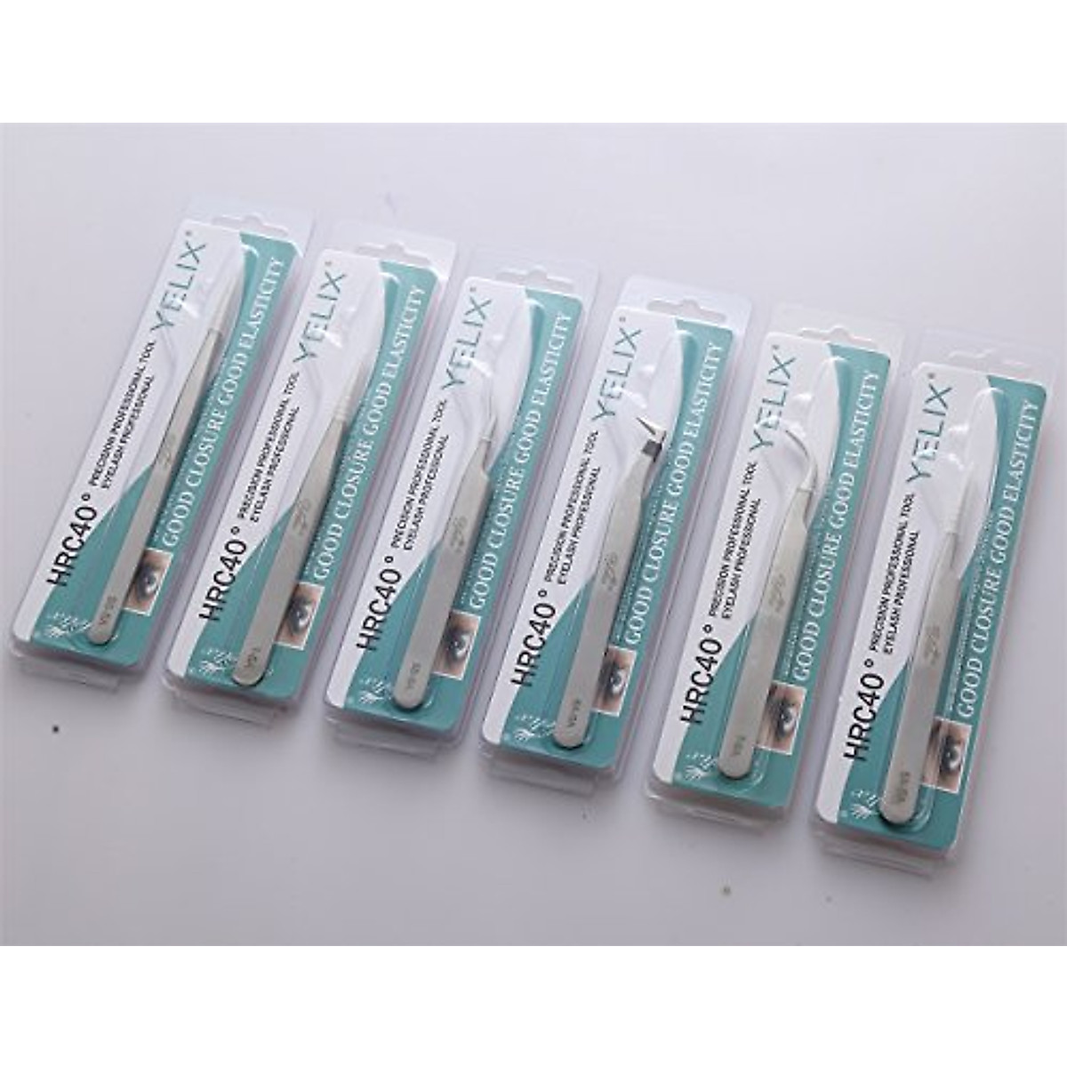 Yelix Cosmetic Stainless Steel Tweezers for Eyelash Extension Precision Makeup Tools for Eyelash Grafting Set 5B-SA