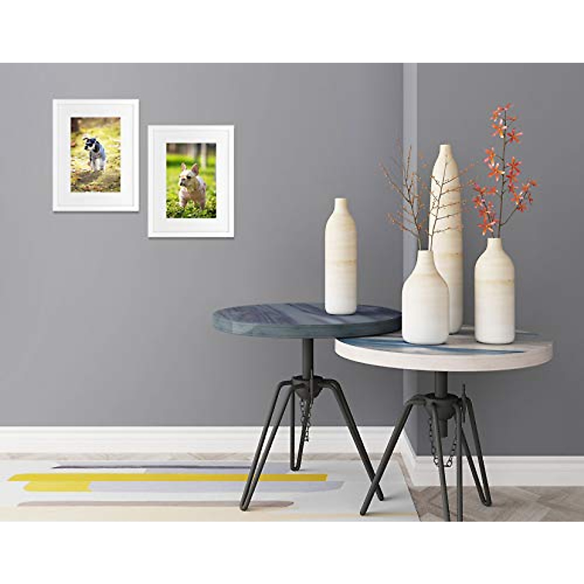 Golden State Art, Wall Photo Frame Collection, 12x16 Photo Wood Frame with White Mat & Real Glass for 8x12 Picture, White