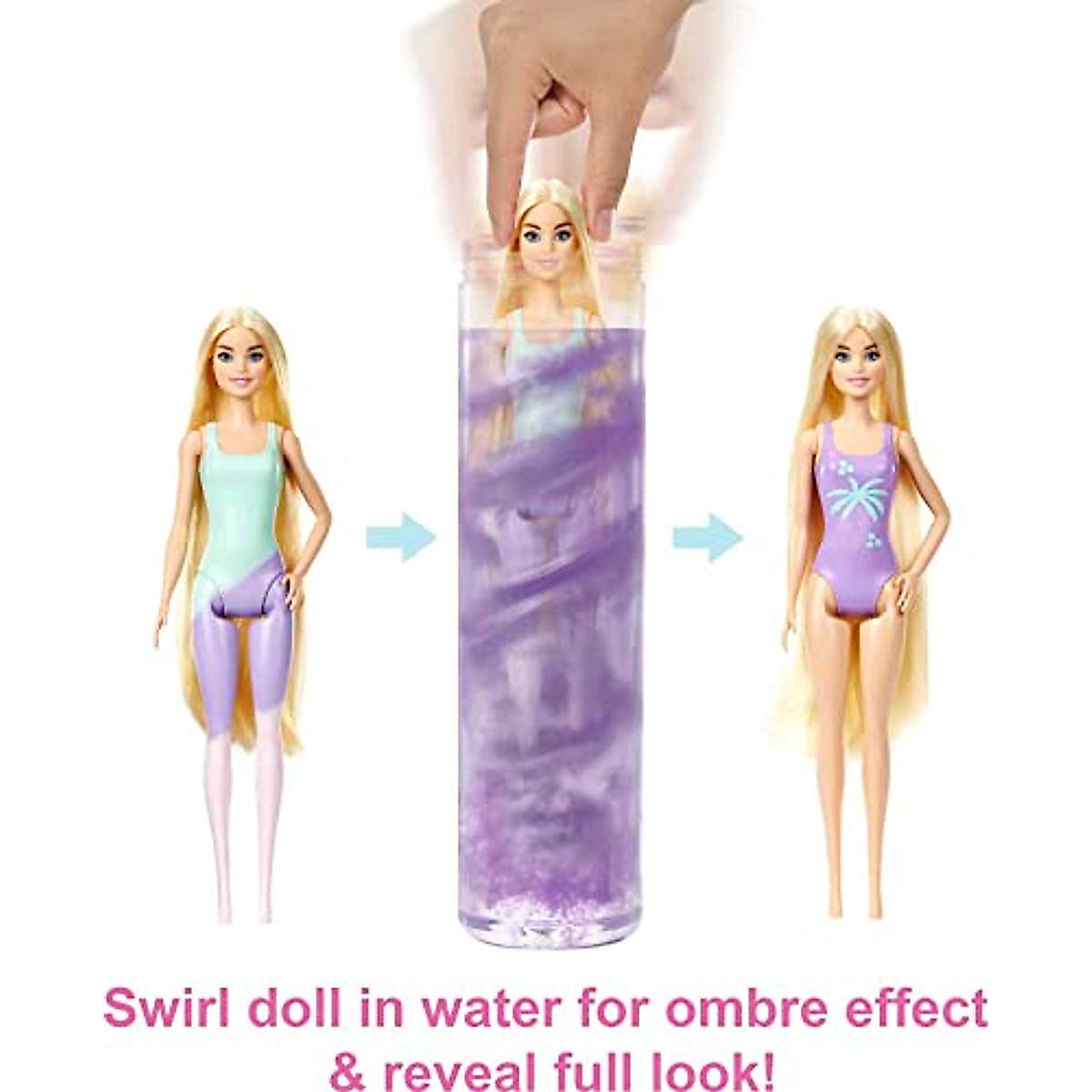 Barbie Color Reveal Doll with 7 Surprises, Color Change and Accessories, Palm Trees Series, styles may vary ​​​​