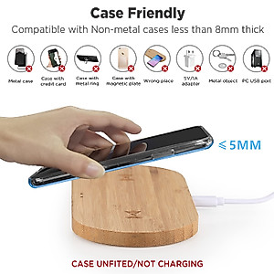 Veelink Bamboo Dual Wireless Charger, Double 10W Wireless Charging Pad Compatible iPhone SE 2020/11/Xs MAX/XR/XS/X/8/8, Samsung S20/S10/S9/S8/Note 20 (Adapter Included)