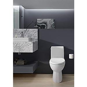 KOHLER 78080-0 Reach Comfort Height Chair Height One-Piece Compact Elongated Toilet with Skirted Trapway, Left-Hand Trip Lever, 1.28 GPF