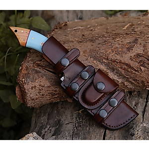 SHOKUNIN USA SavageTr Damascus Knives Custom Handmade Hunting Knife- Best Damascus Steel Blade Skinning Knife- Fixed Blade Hunting Knife With Sheath Belt Loop