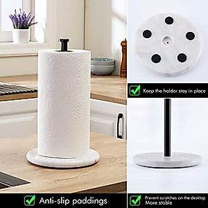 Kitchen Paper Towel Holder Standing with Marble Base for Standard or Jumbo-Sized Rolls, Matte Black KPH100-BK