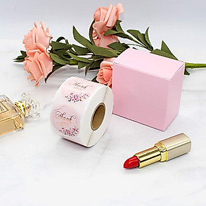 600 pcs Pink Rose Gold Thank You Stickers Roll, Ozest 1.57 Inch Thank You Labels for Birthday, Weddings, Giveaways, and Small Business Owner