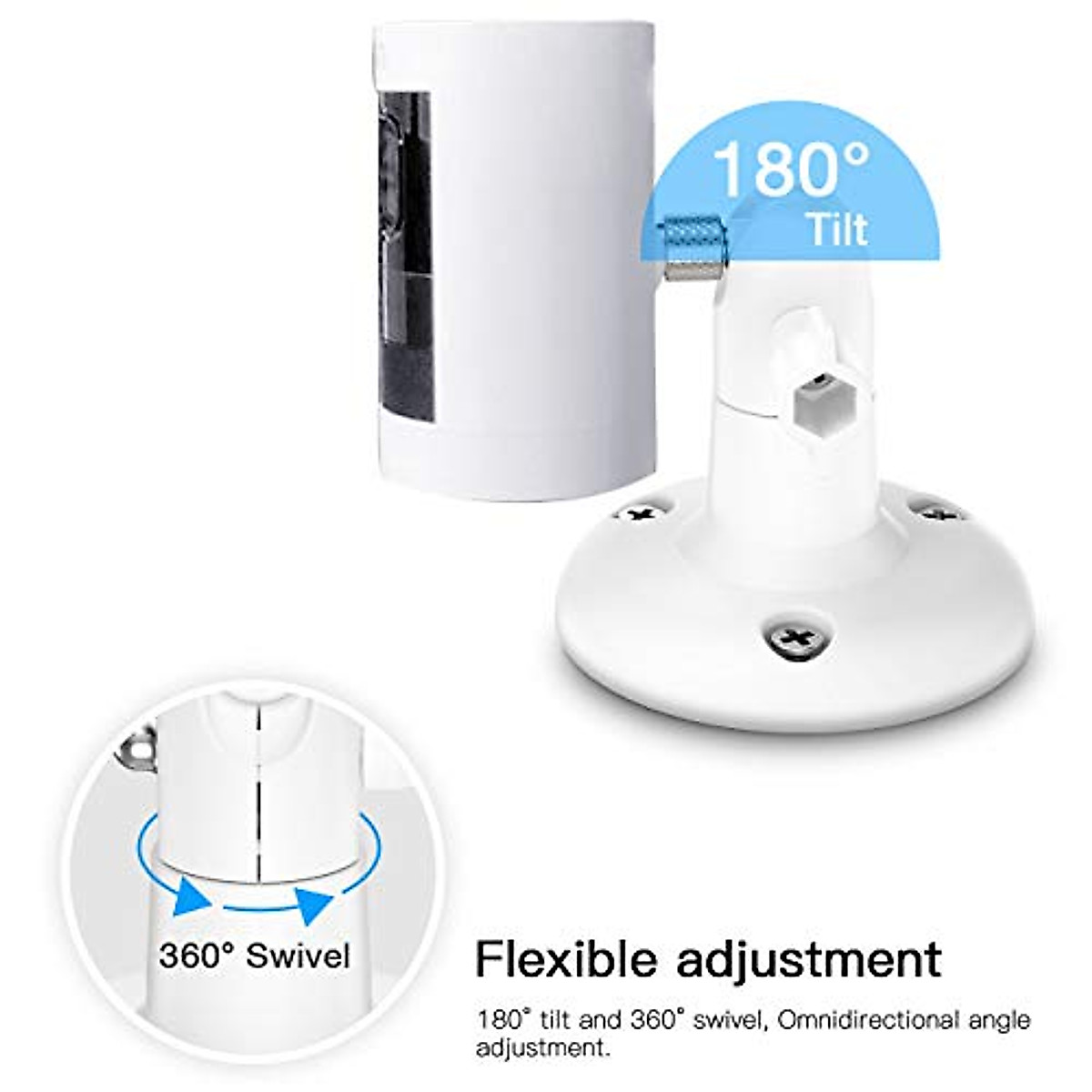 TIUIHU [Upgraded Version] 360 Degree Adjustable Mount for Ring Stick Up/Pro/Indoor Cam/Battery Cam, Stable Outdoor Ceiling Bracket Mounting Kit Camera Accessories for Ring Plug-in HD(2 Pack,White)
