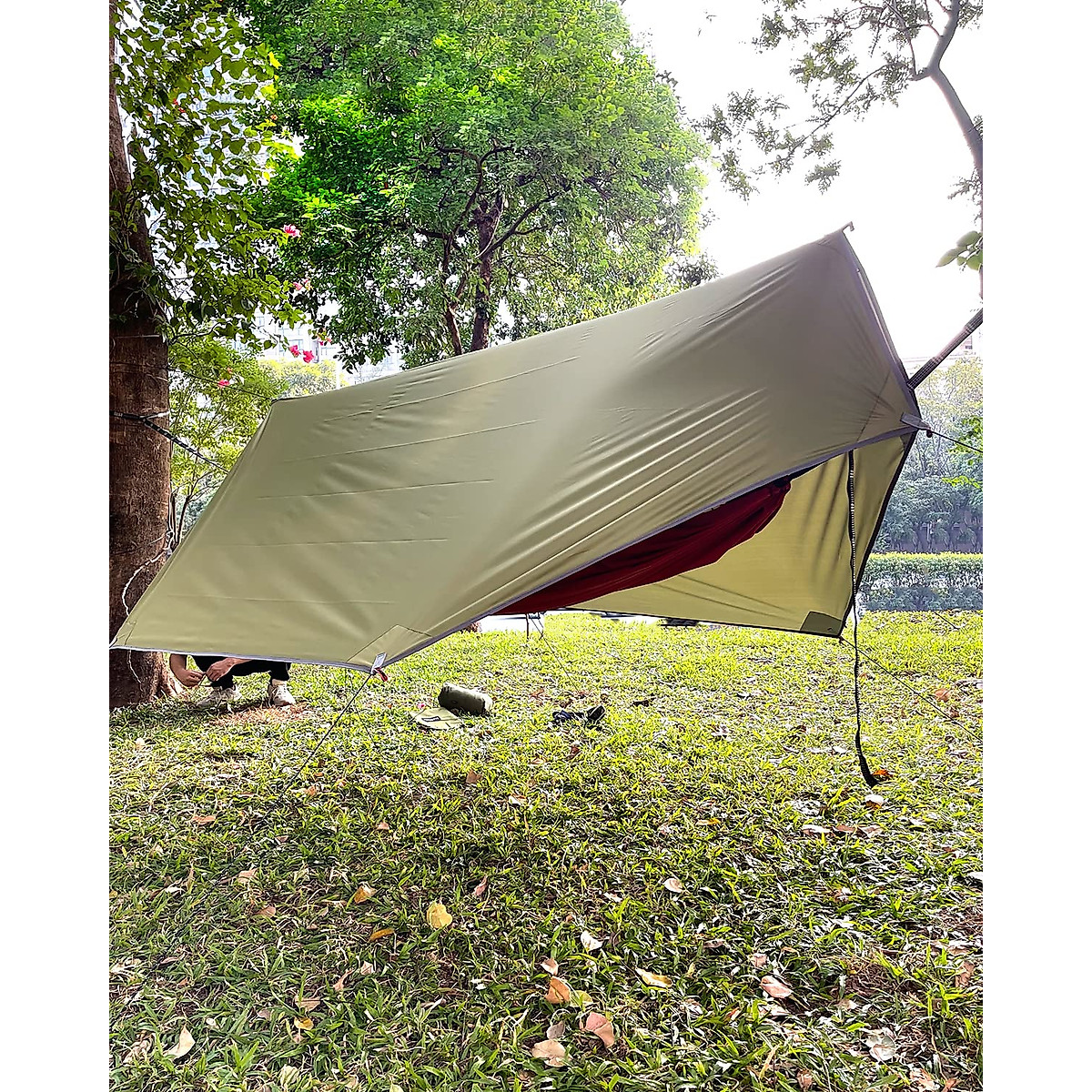 Sunyear Hammock Tent Rain Fly-Camping Hammock Outdoor Tarp-Small Door Design-Keep Side Wind Rain-Best for Backpacking Hiking Camping Survival