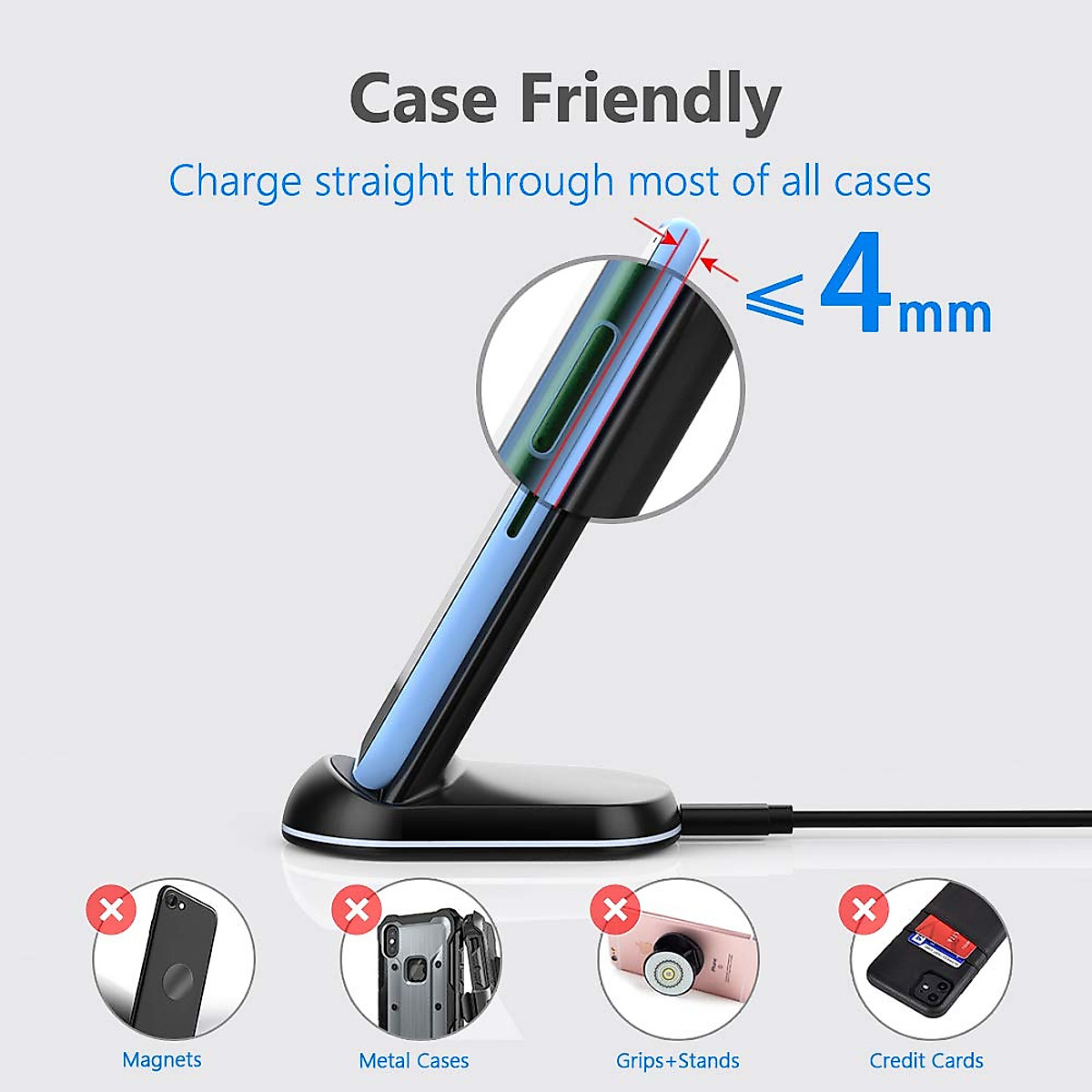 [2 Pack] Wireless Charging Pad Stand with Quick Adapter