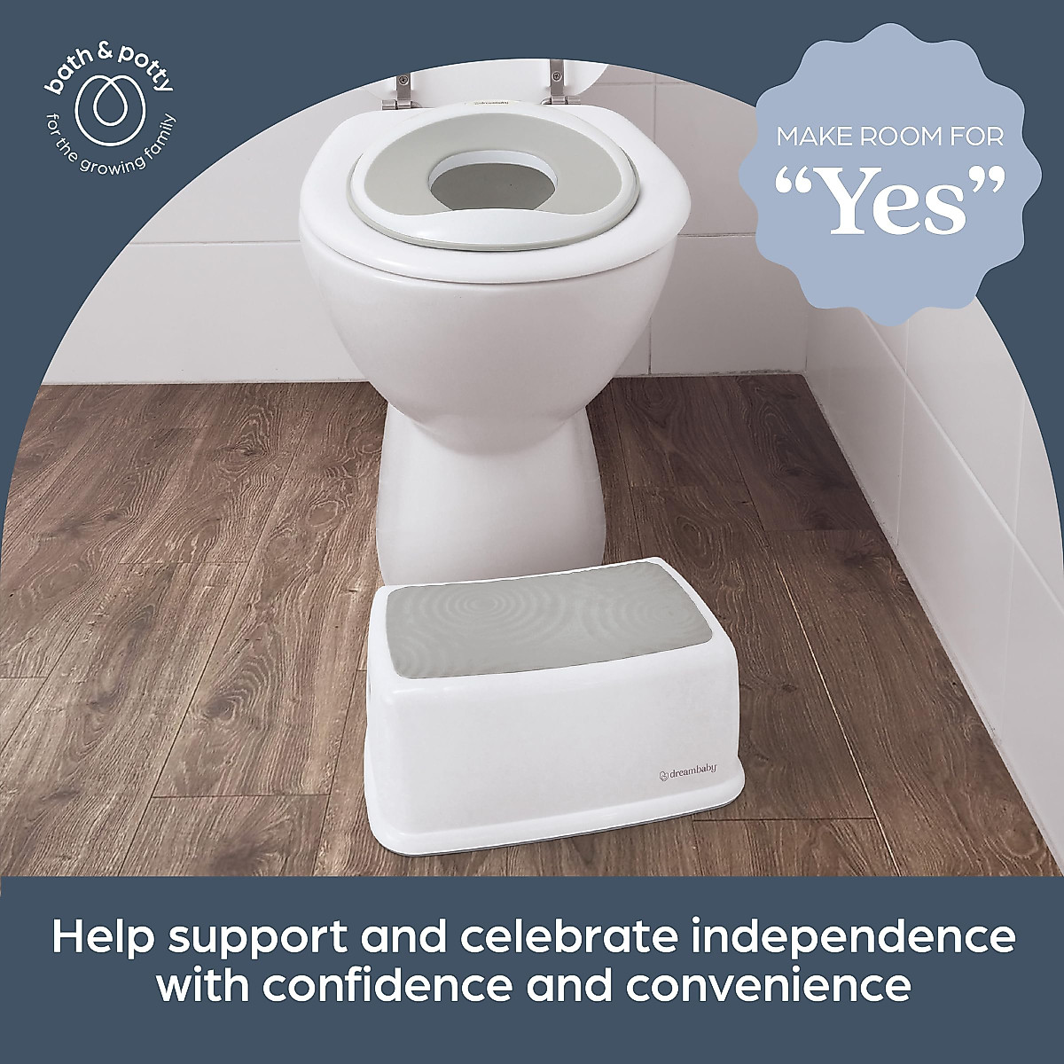 Dreambaby Step Stool Aqua Dots, Toddler Potty Training Aid with Non Slip Base - Model L672