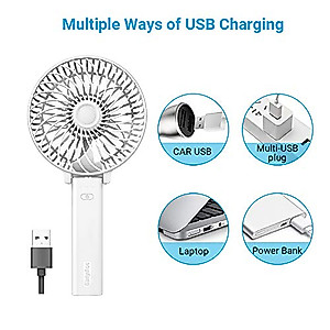 EasyAcc Mini Handheld Fan, USB Desk Fan Rechargeable Battery Operated Fan 5-23 Hours 3 Speeds Foldable Strong Wind Personal Powerful Cooling Fan Portable for Travel Camping Office Home