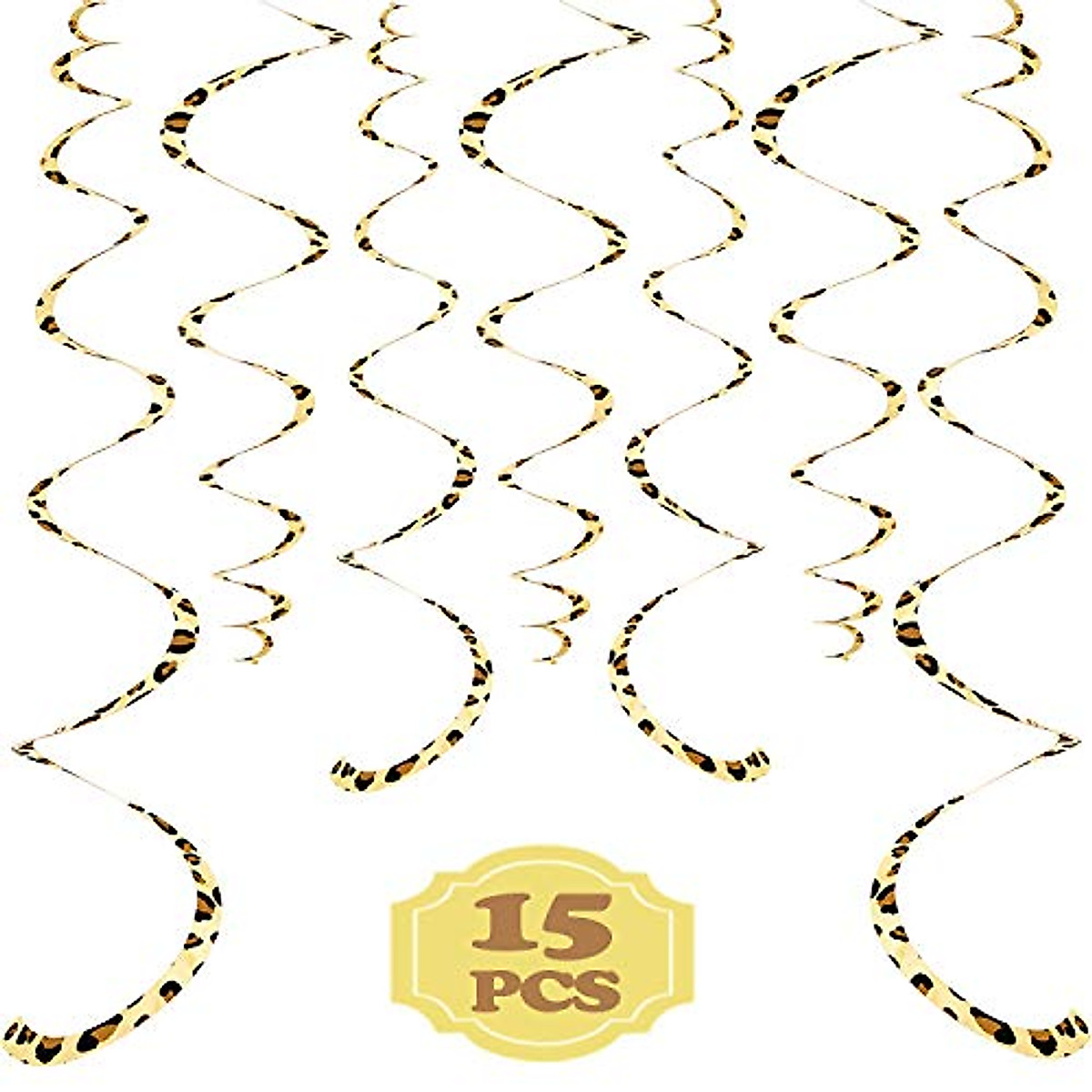 15 Pcs Cheetah Party Supplies Leopard Hanging Swirls Whirls Animal Print Party Decorations Cheetah Whirls for Birthday Baby Shower Jungle Animal Themed Party Graduation Wedding Celebration