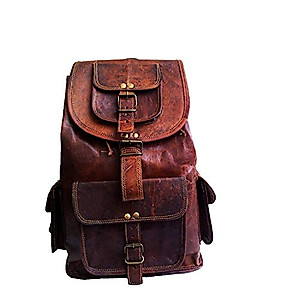 21" Brown Leather Backpack Vintage Rucksack Laptop Bag Water Resistant Casual Daypack College Bookbag Comfortable Lightweight Travel Hiking/picnic For Men