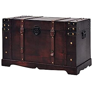vidaXL Vintage Treasure Chest Home Indoor Bedroom Living Room Wooden Storage Trunk Organizer Box Side Stand Treasure Chest Furniture Wood
