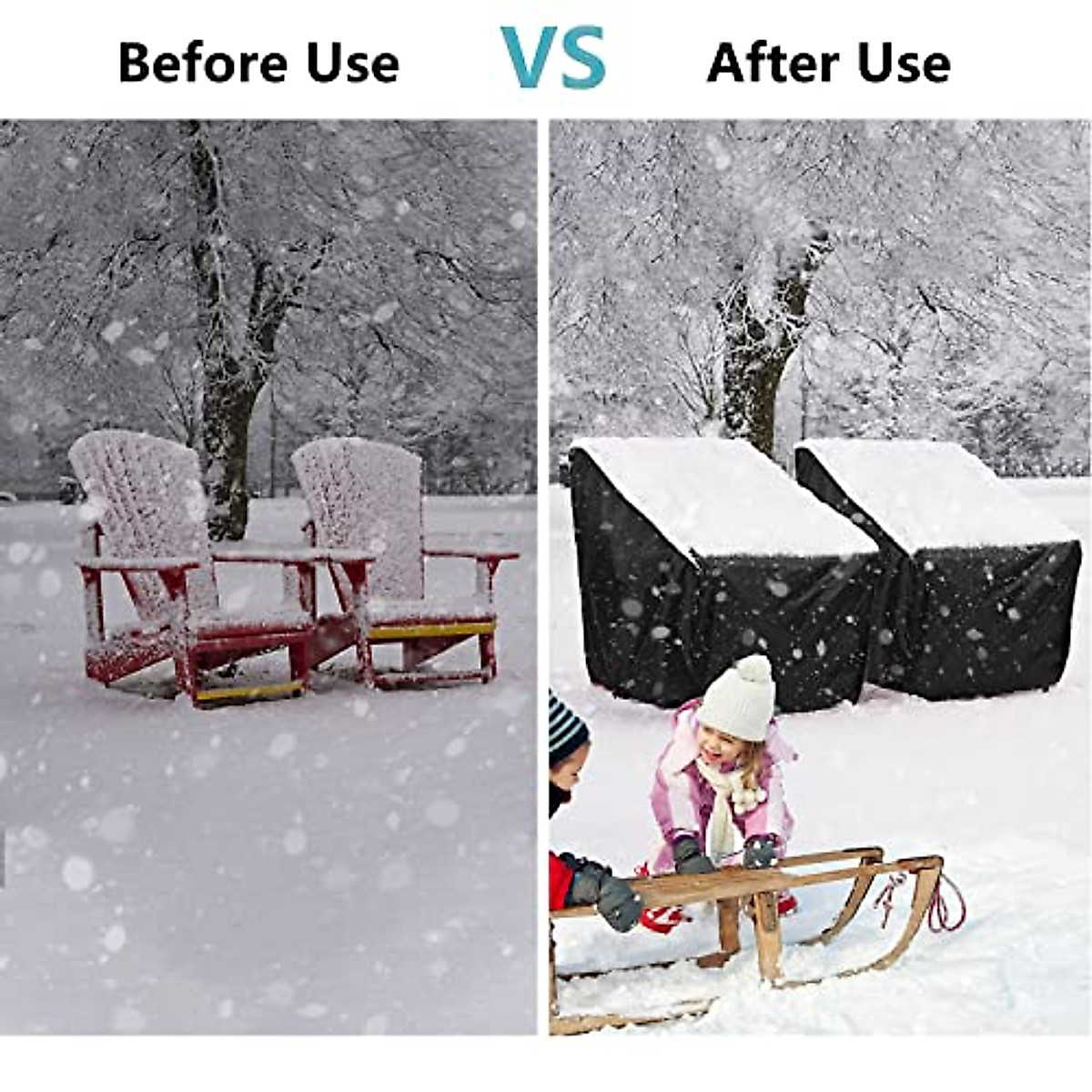 VARIETYFACE Waterproof Patio Furniture Covers,Outdoor Chair Covers 2 Pack Sunproof,Durable Lawn Chair Covers,Fits up to 35W x 38D x 31H inches Black