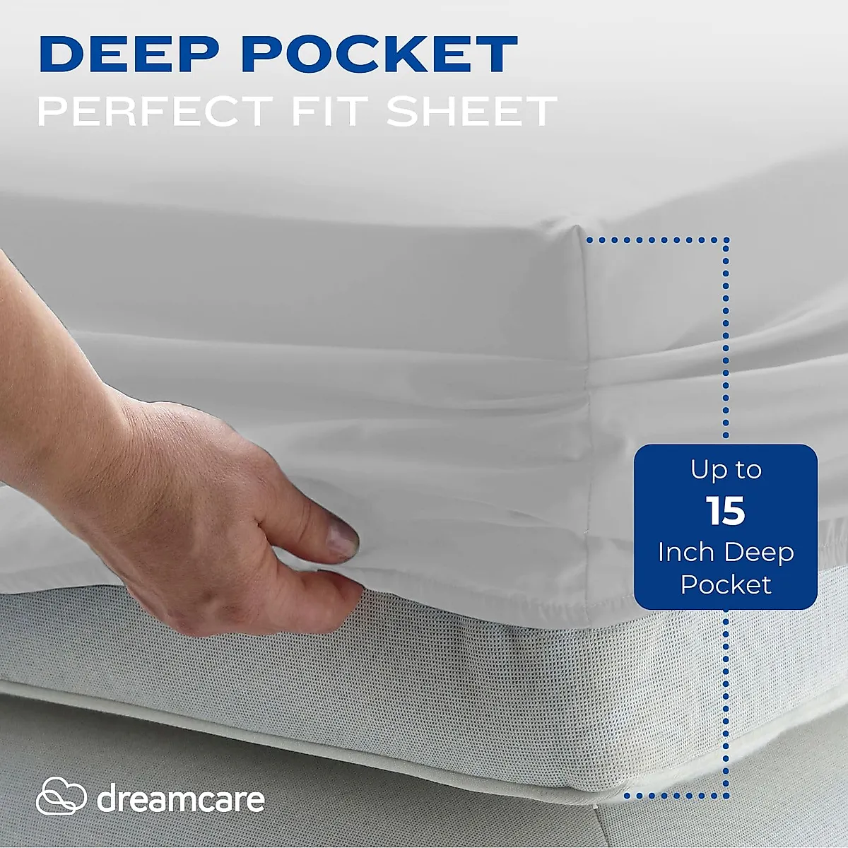 DREAMCARE Full Size Sheets - Cooling Bed Sheets - 4pcs Set - up to 15" Deep Pocket Full Sheet Set - Sheets Full Size Bed - Soft & Long Lasting 100% Fine Brushed Polyester with Side Pocket - LightGray