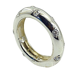 CaratYogi Round Stone White Cubic Zircon Ring Band Silver Bezel Style Handcrafted Available Sizes 7.5